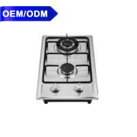 China Built-In Double Burner Gas Stove 600mm with Stainless Steel Knobs - 220V Pulse Ignition Options for sale