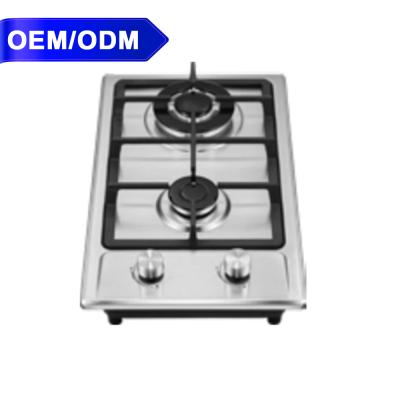 China 30cm Stainless Steel Two Burner Gas Cooktop with 220V Pulse Ignition for Compact Kitchen Installation for sale