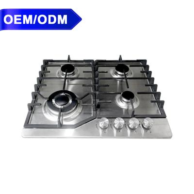 China SUS201 Stainless Steel 4 Burner Gas Cooktop 590x510mm Enamel Burner Cap Outdoor for sale
