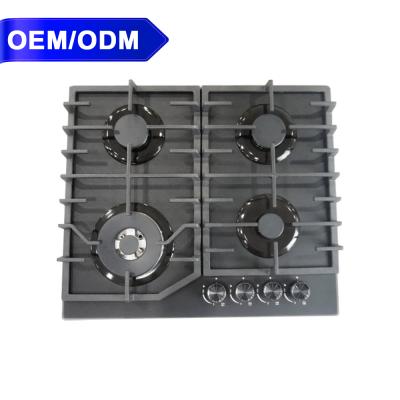 China OEM Built-In 60cm 4-Burner Gas Cooktop with Matte Tempered Glass Surface - 590×510mm Dimensions for sale