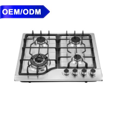 China OEM 4 Burner Built-In Gas Cooktop 600x510mm Stainless Steel with 220V Pulse Ignition for sale