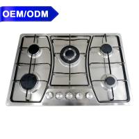 China 5 Burner Stainless Steel Gas Cooktop 760mm Built In Kitchen Stove NG LPG with Metal Knobs for sale