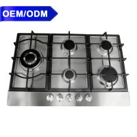 China 5 Burner Stainless Steel Built In Gas Stove 760x510mm LPG Natural Gas Battery Electric Ignition for sale