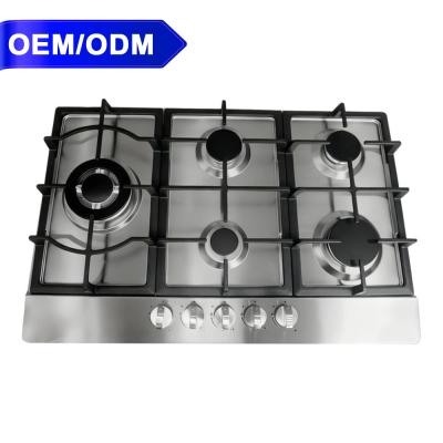 China 5 Burner Stainless Steel Built In Gas Stove 760x510mm LPG Natural Gas Battery Electric Ignition for sale