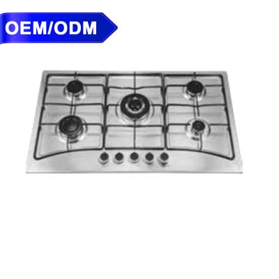 China Stainless Steel 5 Burner Built-In Gas Cooktop 760×510mm with 110/220V Multi-Ignition Options for sale