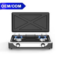 China Double Burner Camping Stove LPG Gas Portable with Adjustable Fire Power and Iron Construction for sale