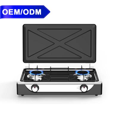 China Double Burner Camping Stove LPG Gas Portable with Adjustable Fire Power and Iron Construction for sale