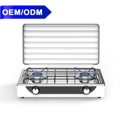 China ECO-GS6002 Two Burner Propane Stove with 0.4mm Coated Iron Plate and 595mm Gift Box for Camping for sale
