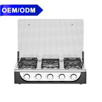 China Stainless Steel Glass Top Gas Stove 5 Burner Butane Gas Cooker with 0.5mm SS Plate and 3000pcs Monthly Capacity for sale