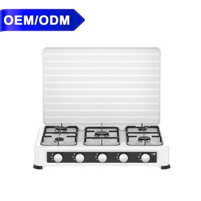 China ECO-GS6055 Table Top 5 Burner Gas Stove with 0.6mm Coating and Manual Ignition for Household Kitchen Use for sale