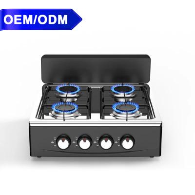 China Portable 4-Burner Stainless Steel Gas Stove with Wind Deflector - Custom Logo & Assembly Options for Outdoor Cooking for sale