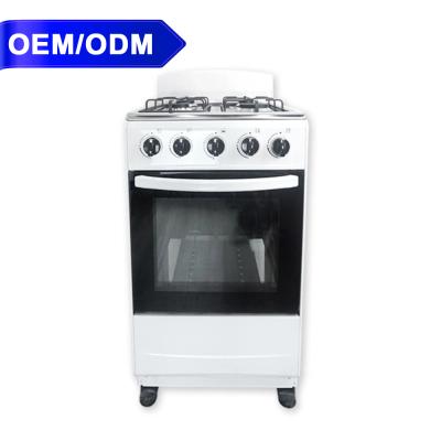 China 50cm 4-Burner Free Standing Gas Cooker with 55L Oven and Grill - White Stainless Steel Household Appliance for sale
