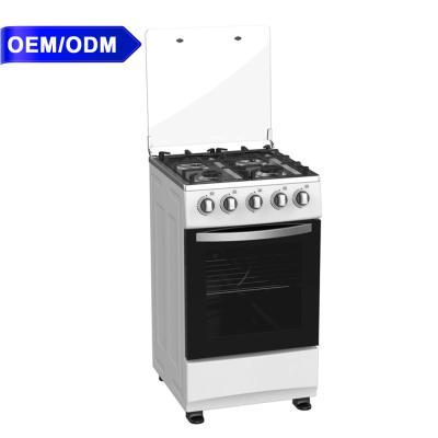 China 68L Capacity 4-Burner Stainless Steel Gas Range with Glass Cover - 50x50x86cm Free Standing Cooker for sale