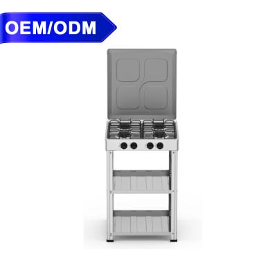 China Stainless Steel 4-Burner Gas Stove 2.2kW Free Standing Cooker with 0.45mm Panel Thickness for sale