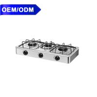 China Euro Type 3 Burner LPG Gas Hob Portable Camping Stove 2.2kW Power 0.45mm Stainless Steel for sale