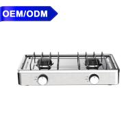 China 2 Burner Stainless Steel Gas Cooktop with 0.45mm Panel and 2.2kW Manual Ignition Burners for sale