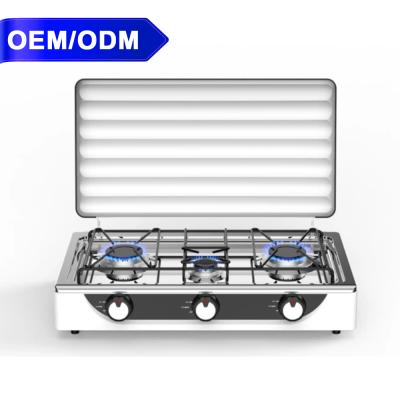 China ECO-6023S 3 Burner Stainless Steel Gas Stove 598×334×90mm with 0.5mm Panel and Customization Options for sale