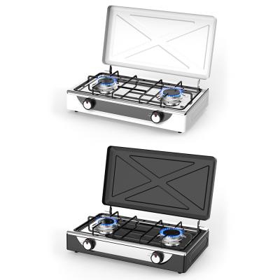 China Commercial Double Burner Gas Stove 2 Burner Iron Cooktop for Busy Kitchens for sale