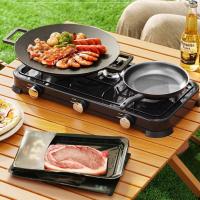 China Three Burner Gas Stove 2.2KW x 2 + 1KW Adjustable Burners Commercial Cooking LPG NG for sale