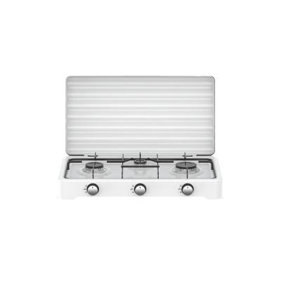China Stainless Steel Three Burner Gas Stove 2.2KW Fast Heating for Camping and Commercial Kitchen for sale