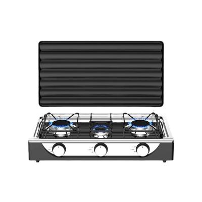 China Commercial 3 Burner Gas Stove 598x334x90mm Stainless Steel Countertop Outdoor Cooker for sale