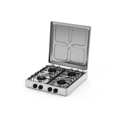 China 4 Burner Stainless Steel Gas Stove 2.2kW Each with Enamel Fire Cap for Commercial Kitchen for sale