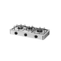 China Commercial Stainless Steel 3-Burner Gas Stove 2.2kW Each with Adjustable Flame Control for Kitchen for sale