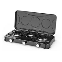 China Portable Outdoor Three Burner Gas Stove 12000 BTU Energy Saving Fast Heating Camping Cooker for sale