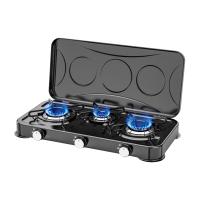China Portable Three Burner Gas Stove 5.0kW Adjustable Flame Tempered Glass Surface for sale