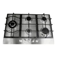 China 5 Burner Gas Cooktop 760mm Stainless Steel 3.3kW Commercial Kitchen Hob for sale