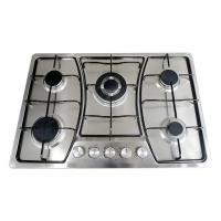 China 5 Burner Gas Cooktop 760mm Stainless Steel 1.5V DC Ignition Cast Iron Pan Support for sale