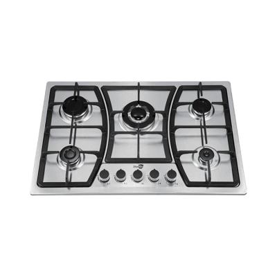 China 5 Burner Gas Cooktop 760x510mm Stainless Steel Built In Hob 3.3kW for sale