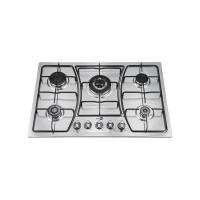 China 5 Burner Gas Cooktop 760mm Stainless Steel Commercial Kitchen Hob with 1.5V DC Ignition for sale