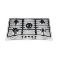 China 5 Burner Gas Cooktop 860mm 201 Stainless Steel with Sabaf Burners 3.3kW for Commercial Kitchen for sale