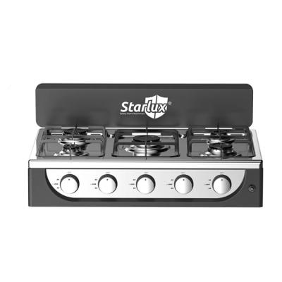 China Durable Five Burner Gas Stove Supplier with Stainless Steel Surface and Flame Control Suitable for Commercial Kitchens and Restaurants for sale