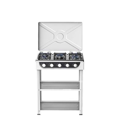 China Stainless Steel 5 Burner Gas Stove 660mm with Die Cast Aluminum Burners for Restaurant for sale