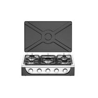 China Commercial Grade 5 Burner Gas Stove 660mm Large Cooking Area Even Heat Distribution for Busy Kitchen for sale