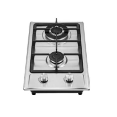 China 2 Burner Gas Cooktop Stainless Steel 220V Pulse Ignition NG/LPG Professional Kitchen for sale