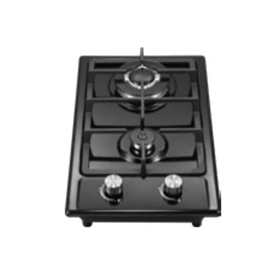 China 2 Burner Gas Cooktop 300x510mm Tempered Glass LPG NG Pulse Ignition for sale