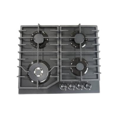 China Heavy Duty 4 Burner Gas Cooktop 590x510mm Matte Tempered Glass for Hotels Cafeterias for sale