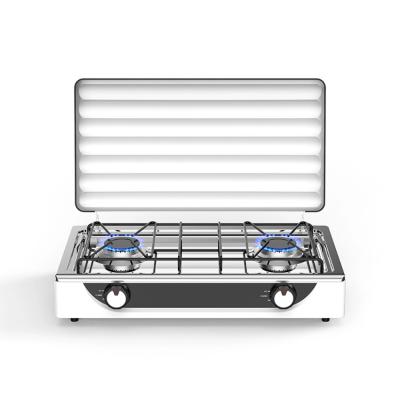 China Compact Double Burner Gas Stove 3.5x7.5mm Burner for Small Restaurants Catering Portable for sale