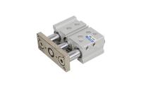 China Compact 3 Shaft Double Acting Pneumatic Air Cylinder Sliding Bearing Type With Guided Rod Plate for sale