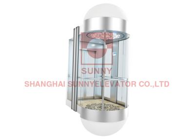 China 1600kg Panoramic Hydraulic Exterior Glass Elevator With Mirror Stainless Steel for sale