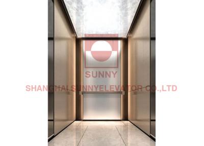 China 1600kg Mirror Etched Machine Room Less Elevator Center Opening Door for sale