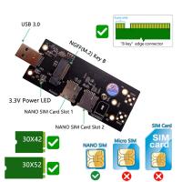 China NGFF(M.2)  To USB 3.0 Adapter With Dual  NANO SIM Card Slot For 3G/4G/5G Module for sale