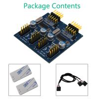 China 2 In 1 6-Ways 12V ARGB And 12V PWM DC Fan Hub With And Magnetic Standoff For ASUS/MSI 12V 4Pin LED Controller for sale