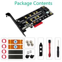China Dual M.2 PCIE Adapter For SATA Or PCIE NVMe SSD With Yellow HeatSink And LED for sale