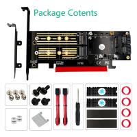 China 3 In 1 Msata And M.2 NGFF NVME SATA SSD To PCI-E 4X And SATA3 Adapter With Heatsink for sale