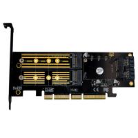China 3 In 1 Msata And M.2 NGFF NVME SATA SSD To PCI-E 4X And SATA3 Adapter With Heatsink for sale