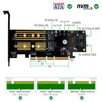 China 3 In 1 Msata And M.2 NGFF NVME SATA SSD To PCI-E 4X And SATA3 Adapter With Heatsink for sale